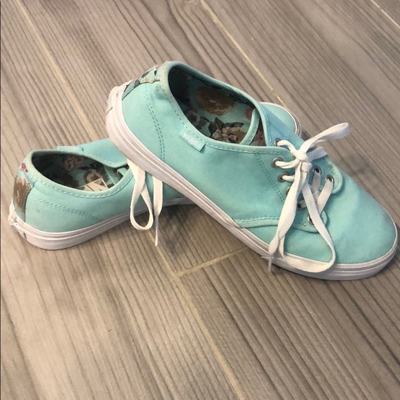 Vans | Shoes | Vans Mint Green Sneakers With Floral Accent | Poshmark